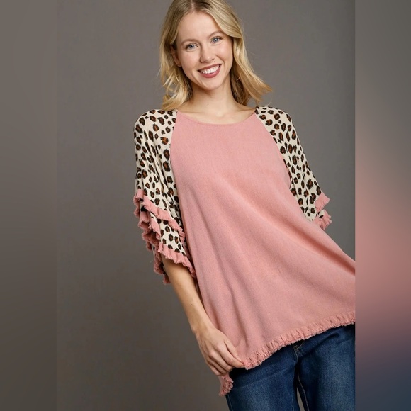 Umgee | Tops | U3 New Umgee Linen Cotton Blend Pink Animal Print Tops ...